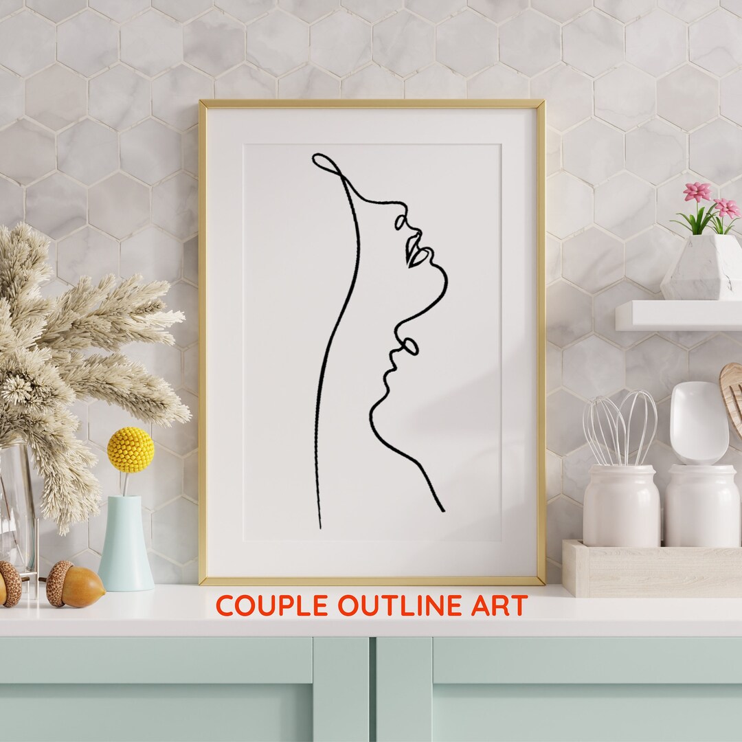 Couple Outline Art Machine Embroidery. Digital Download File. Embroider ...
