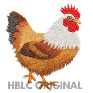 Vibrant Chicken Machine Embroidery Design - Colorful Farm Animal Stitch ...