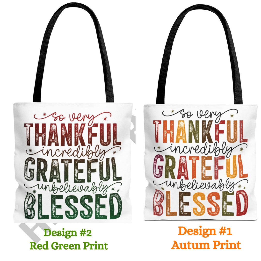 Spiritual Tote Bag Thankful Grateful Blessed. Reusable Faith-based Bag ...