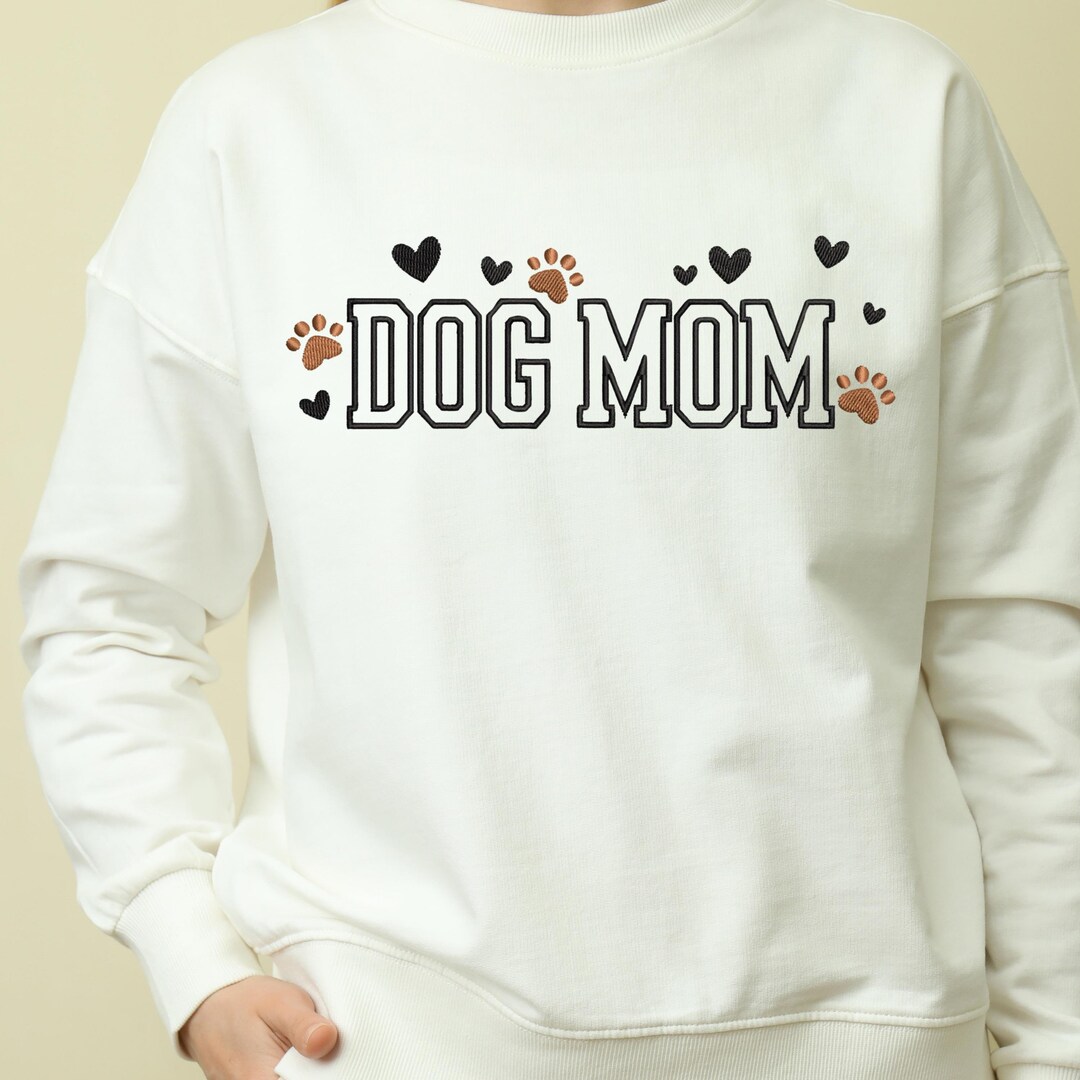 Dog Mom Machine Embroidery Design With Paw Prints. Customize Linen ...