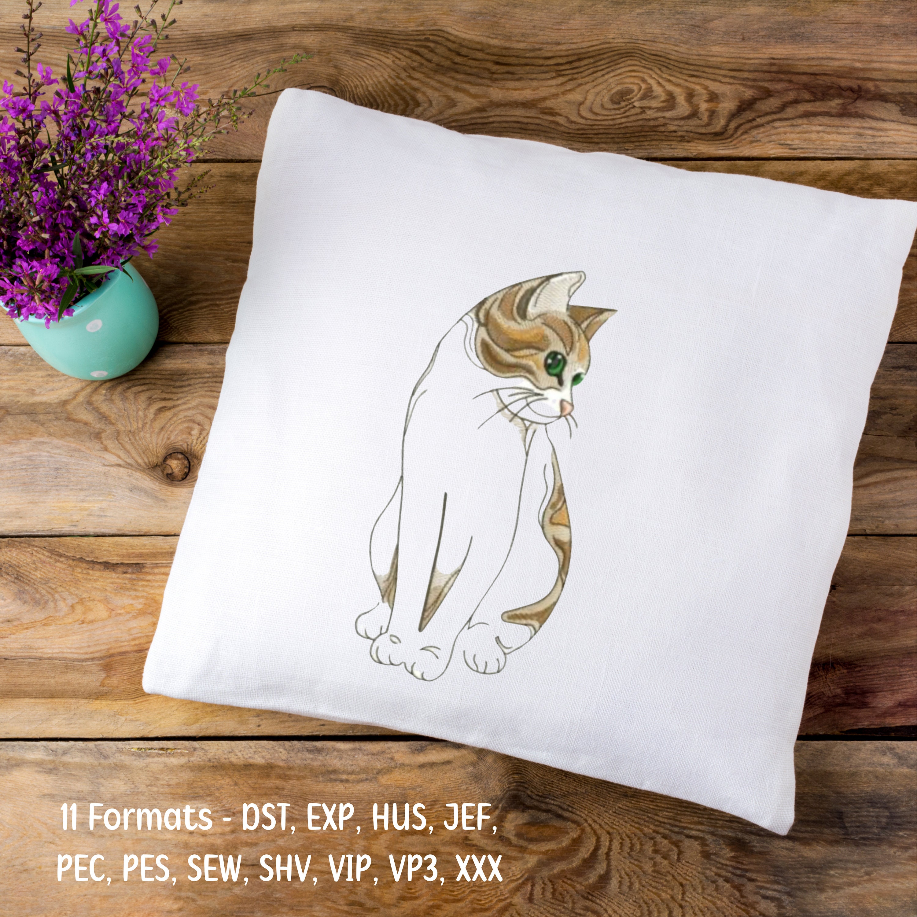 Tabby Cat Machine Embroidery Design. Embroidery Pattern, Design ...