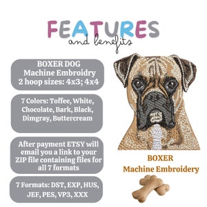 BOXER Dog Embroidery Design. Machine Embroidery. Dog Lover Birthday ...
