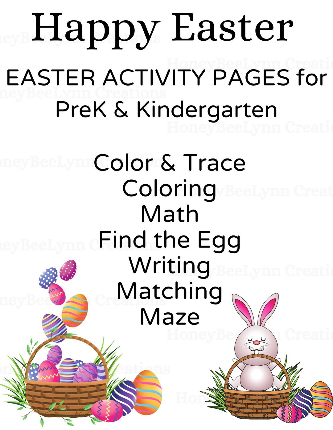 Easter Activity Pages: Prek & Kindergarten Digital Download. Spring ...