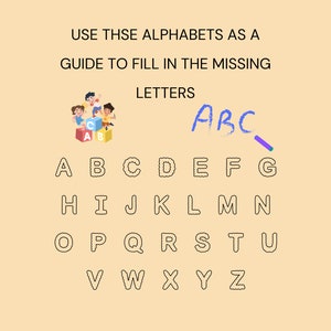 Find the Missing Alphabet, 1 Page Worksheet to Help Learn and Reinforce ...