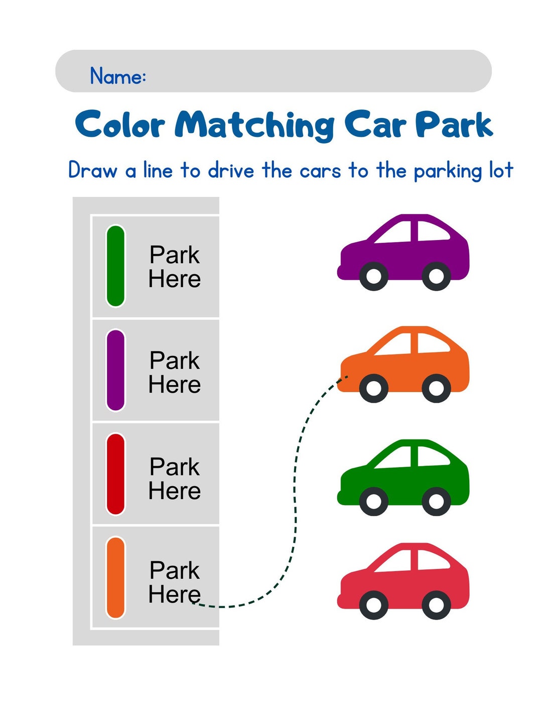 This Car Coloring Match Activity Sheet is Designed to Teach Your Kids ...