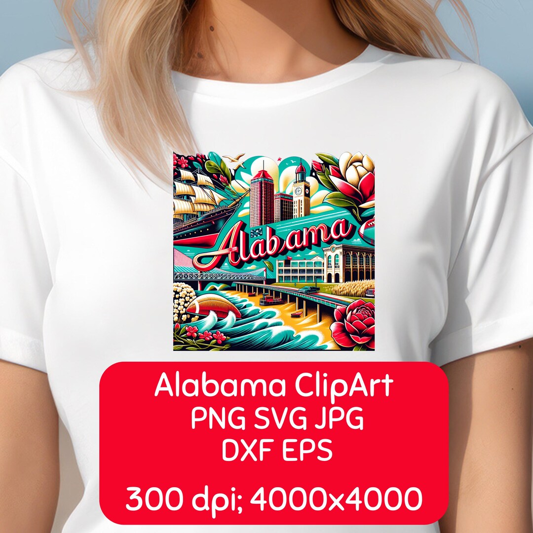 Alabama Clip Art Bundle Png Svg Dxf Eps and Jpg. State Graphic Design ...