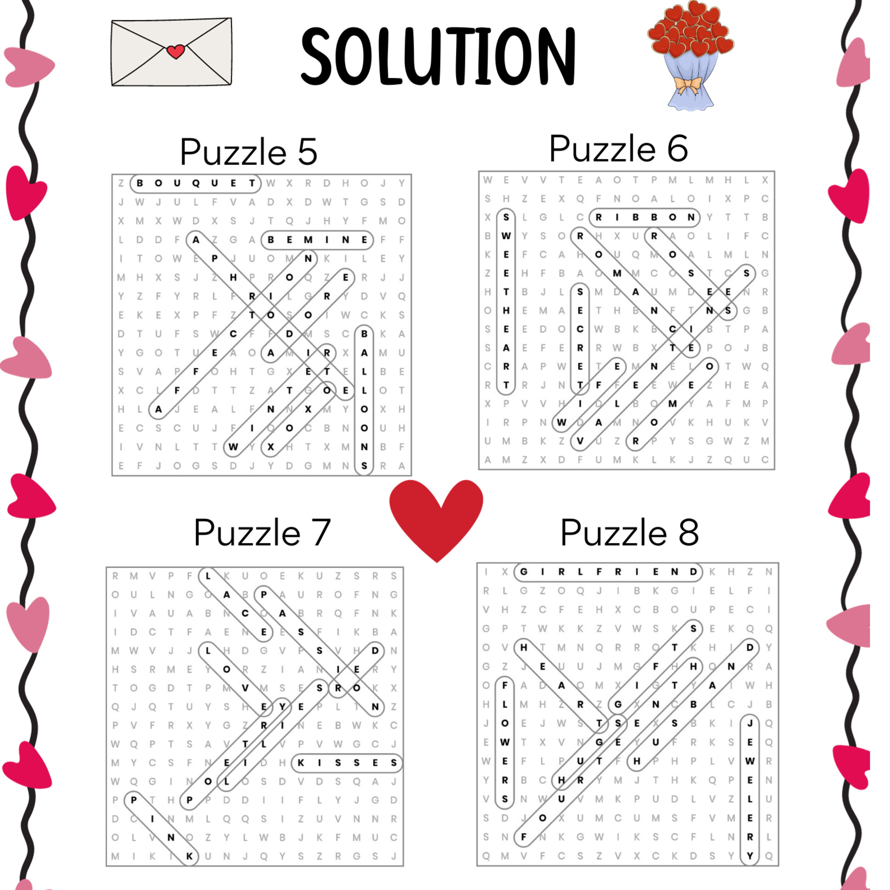 Valentines Day Word Find. Pages of Heart Invoking Puzzles for Kids ...