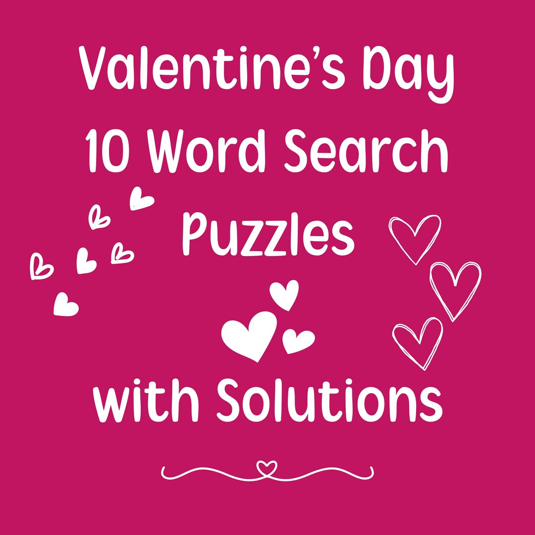Valentine’s Day Word Find. Pages of Heart-themed Puzzles for Kids ...