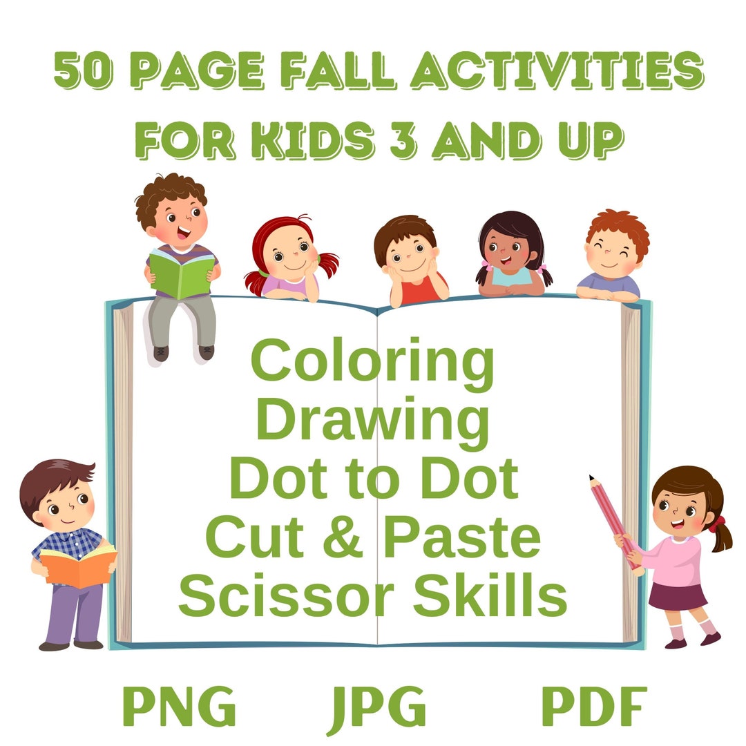 Kids Fall Activity Sheets. 50 Pages Fun Autumn Scissor Skills Drawing ...