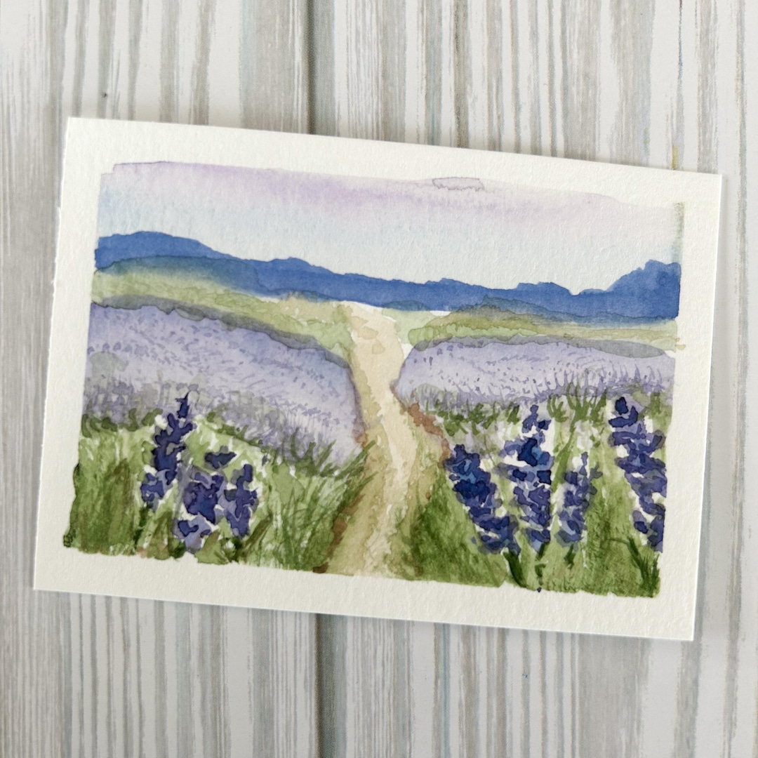 Lavender Series No. 4 of 5 – Original Watercolor Lavender Landscape ...