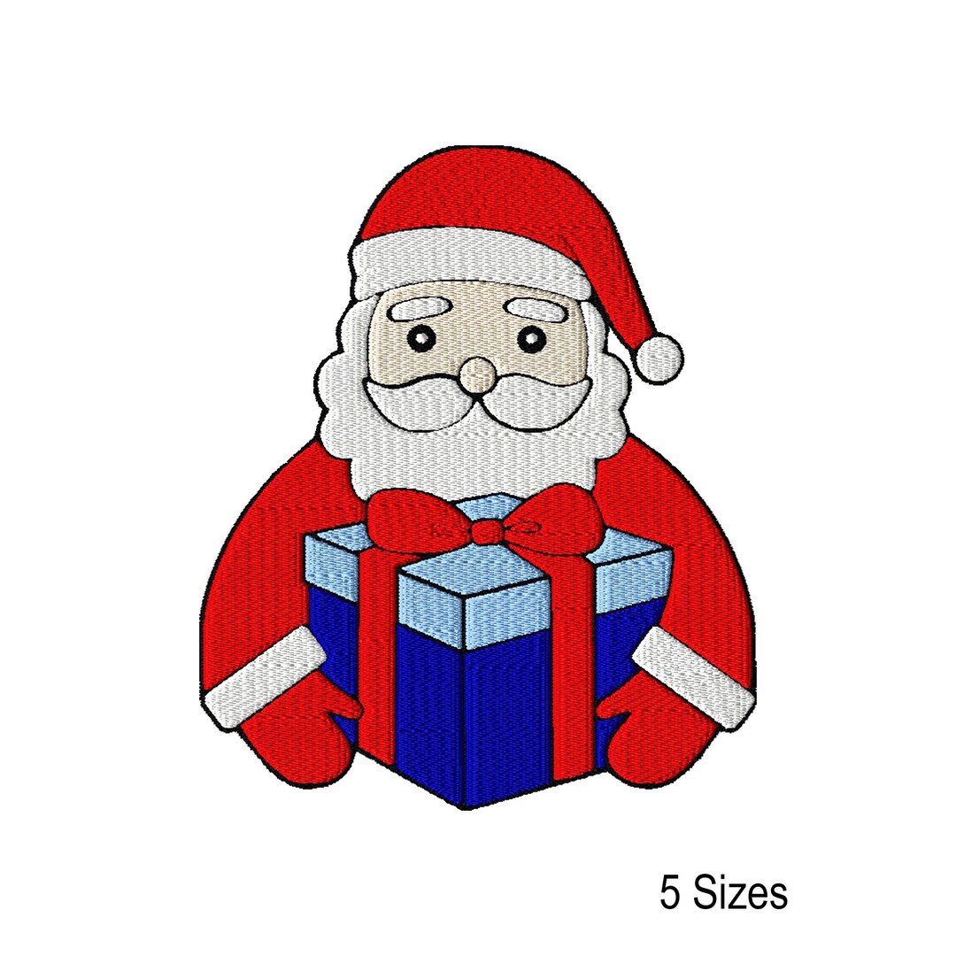 Santa Embroidery Design: Christmas Present Machine Embroidery File ...