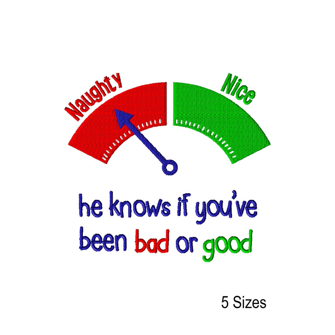 Naughty Nice Meter, Christmas Machine Embroidery Design (instant ...