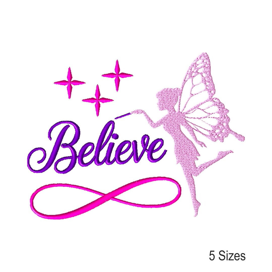 Girl’s Fairy Believe Machine Embroidery Design: Instant Download ...
