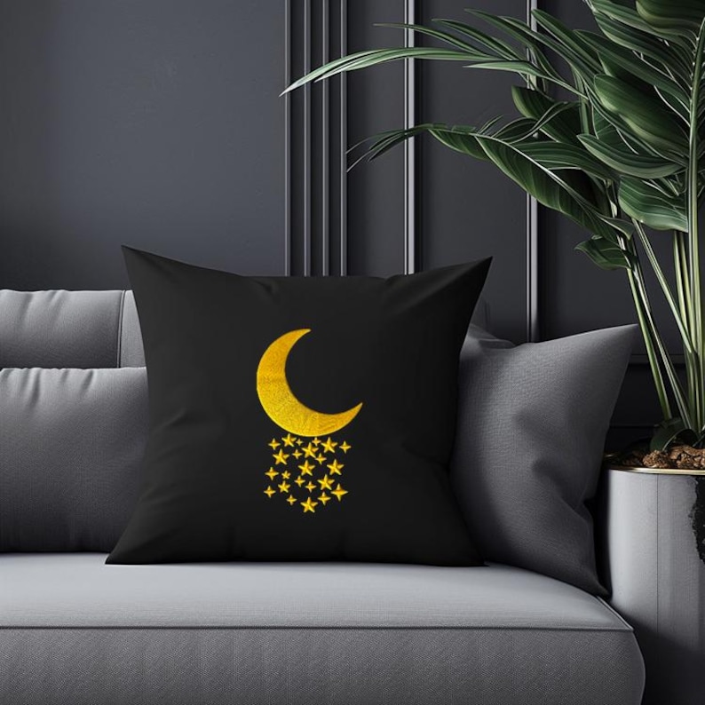 Moon and Stars Machine Embroidery Design: 5 Sizes, 9 Formats (instant ...