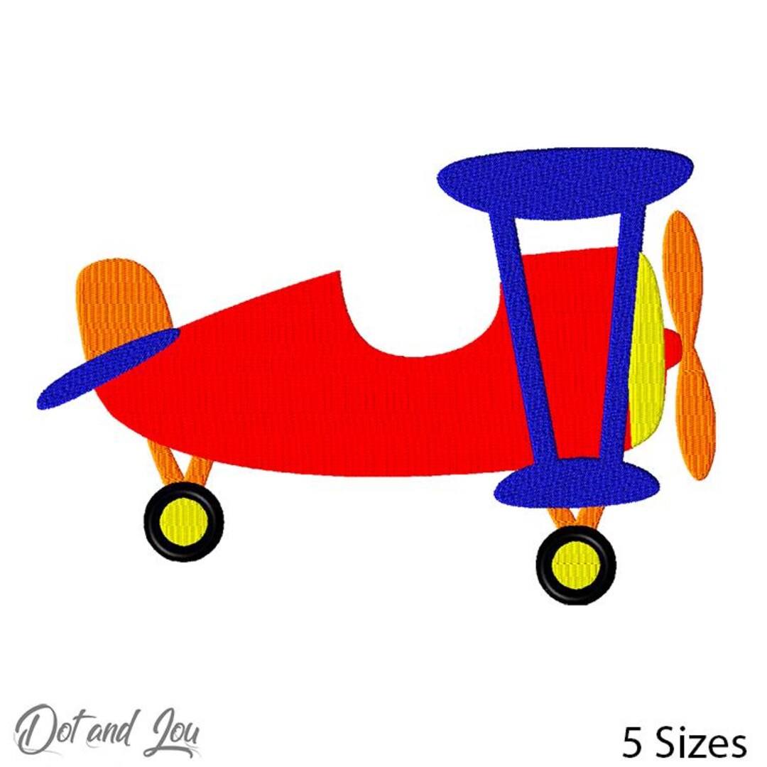 Retro Bi-plane Machine Embroidery Design: Instant Download Files in 5 ...
