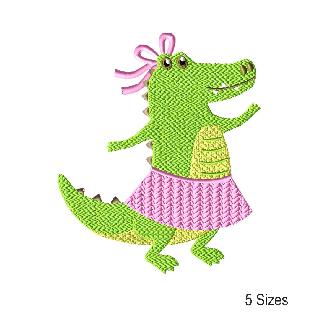 Girl Alligator Machine Embroidery Design: Animal Instant Download Files ...