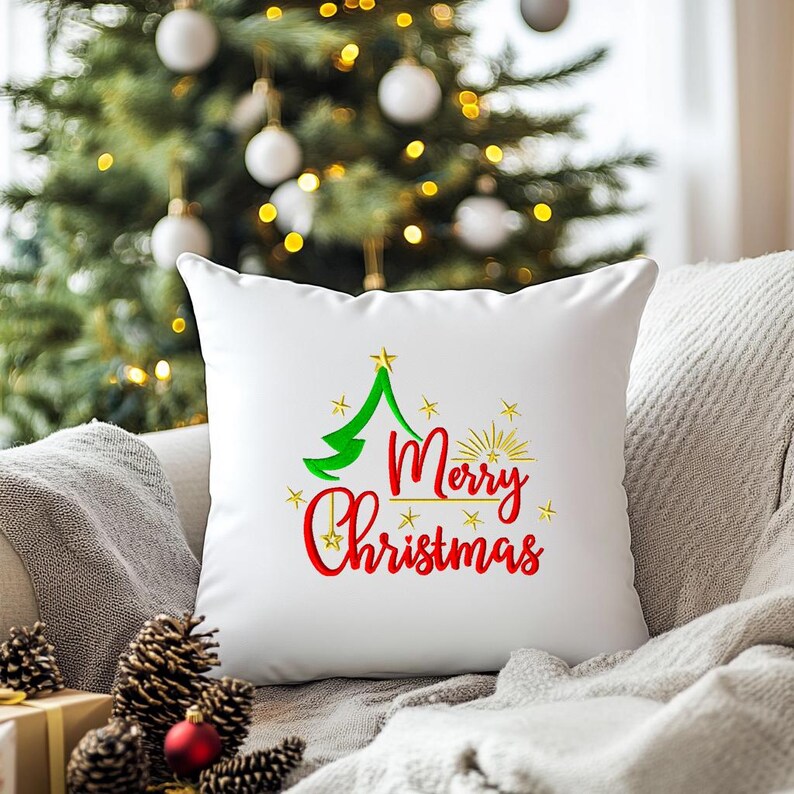 Merry Christmas Holiday Machine Embroidery Design: Instant Download (5 ...