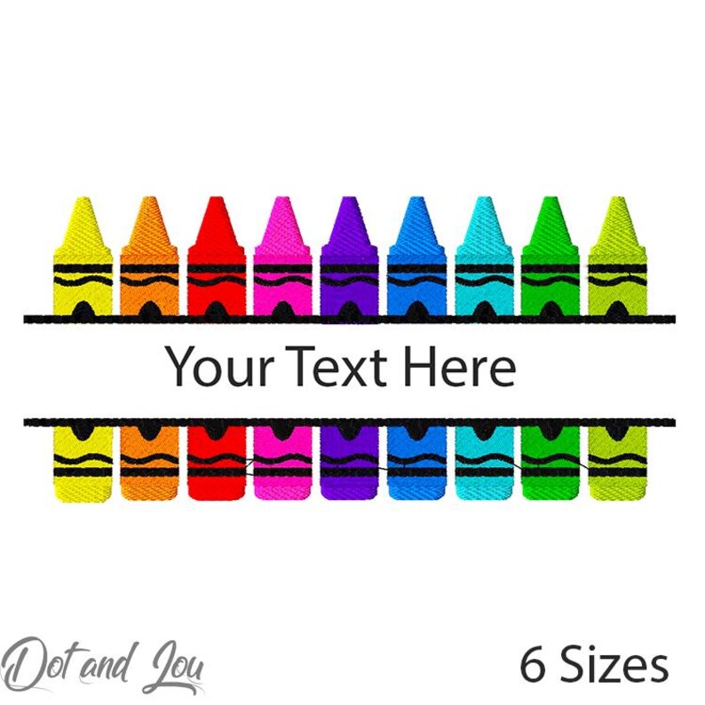 Crayon Split Frame Embroidery Design, Teacher Gift (instant Download ...