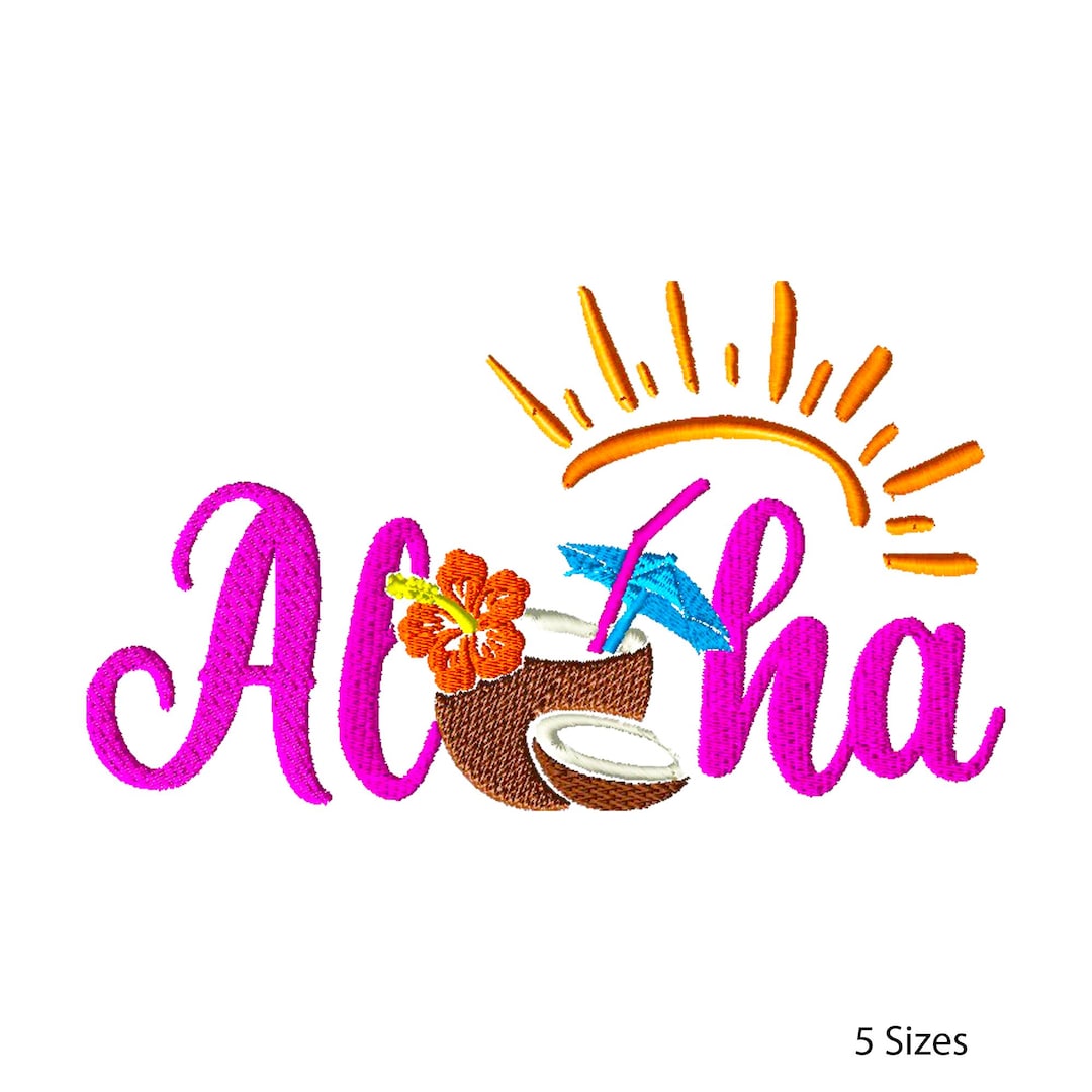 Aloha Floral Machine Embroidery Design: Travel Instant Download (5 ...