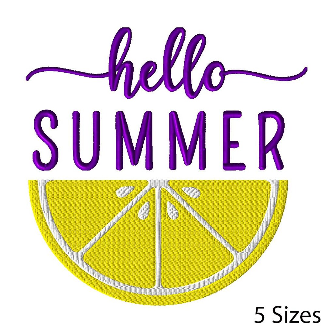 Hello Summer Embroidery Design: Beach Theme (instant Download, 5 Sizes ...