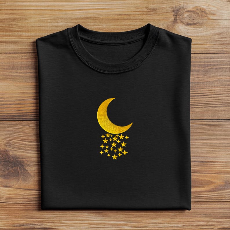Moon and Stars Machine Embroidery Design: 5 Sizes, 9 Formats (instant ...