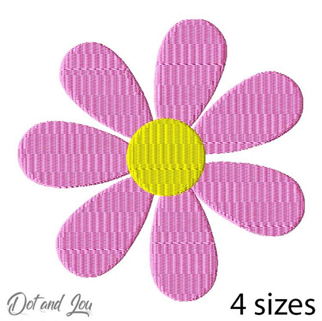 Pink and Yellow Daisy Machine Embroidery Design in 4 Sizes - Etsy