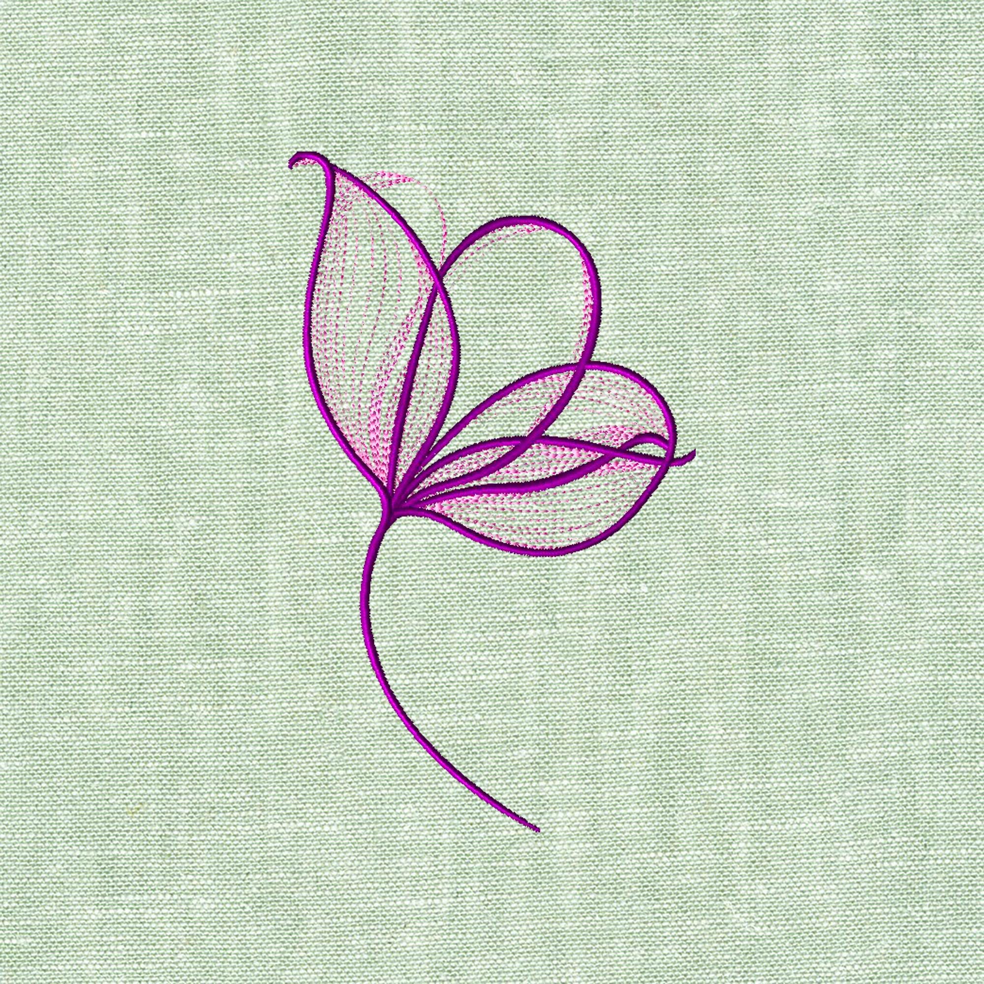 Line Art Flower Machine Embroidery Design: 5 Sizes, 9 Formats (instant ...