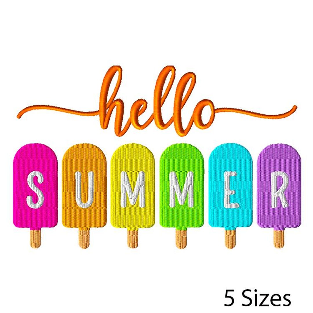 Hello Summer Embroidery Design, Beach Embroidery Design, Summer ...