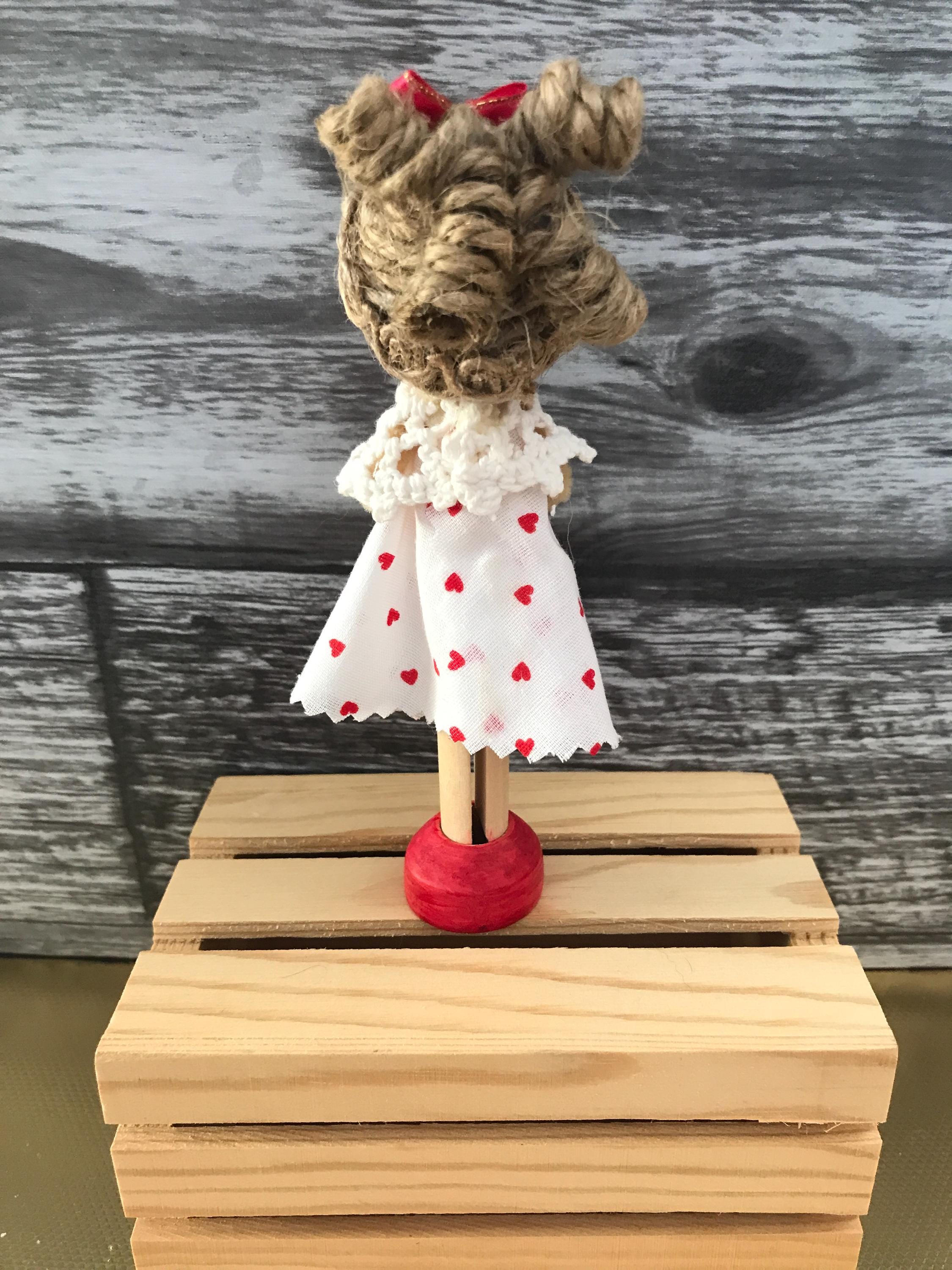 Valentine Clothespin Doll - With a Removeable Message Heart - Choose ...