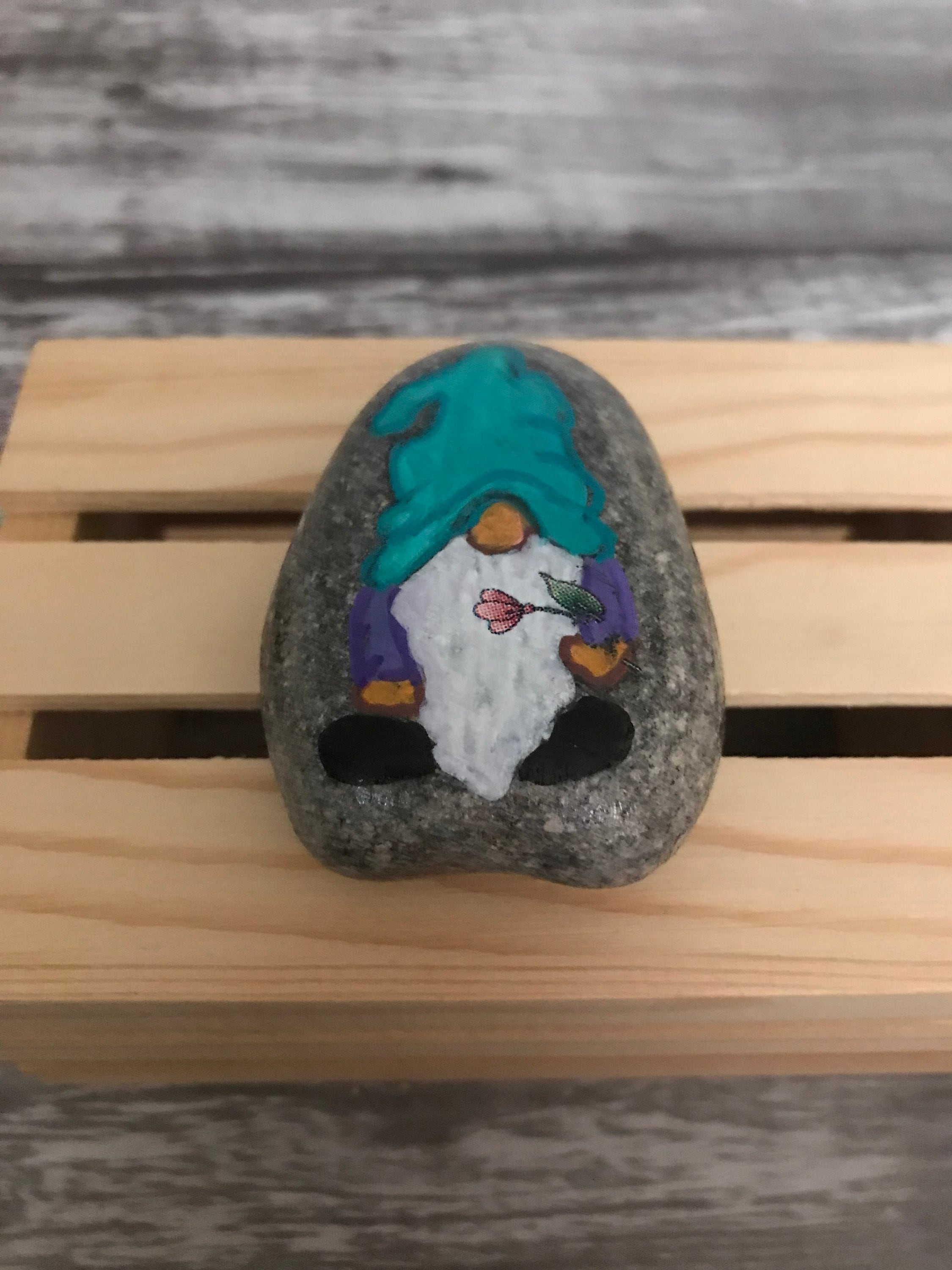 Gnome Hand Painted Rock - Etsy