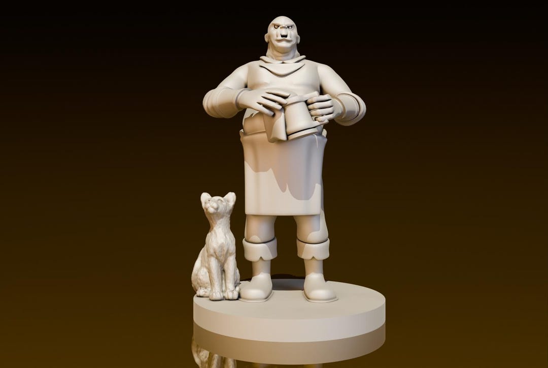 Half-orc Barkeep W/ Cat | DND Miniatures | DND Model ...