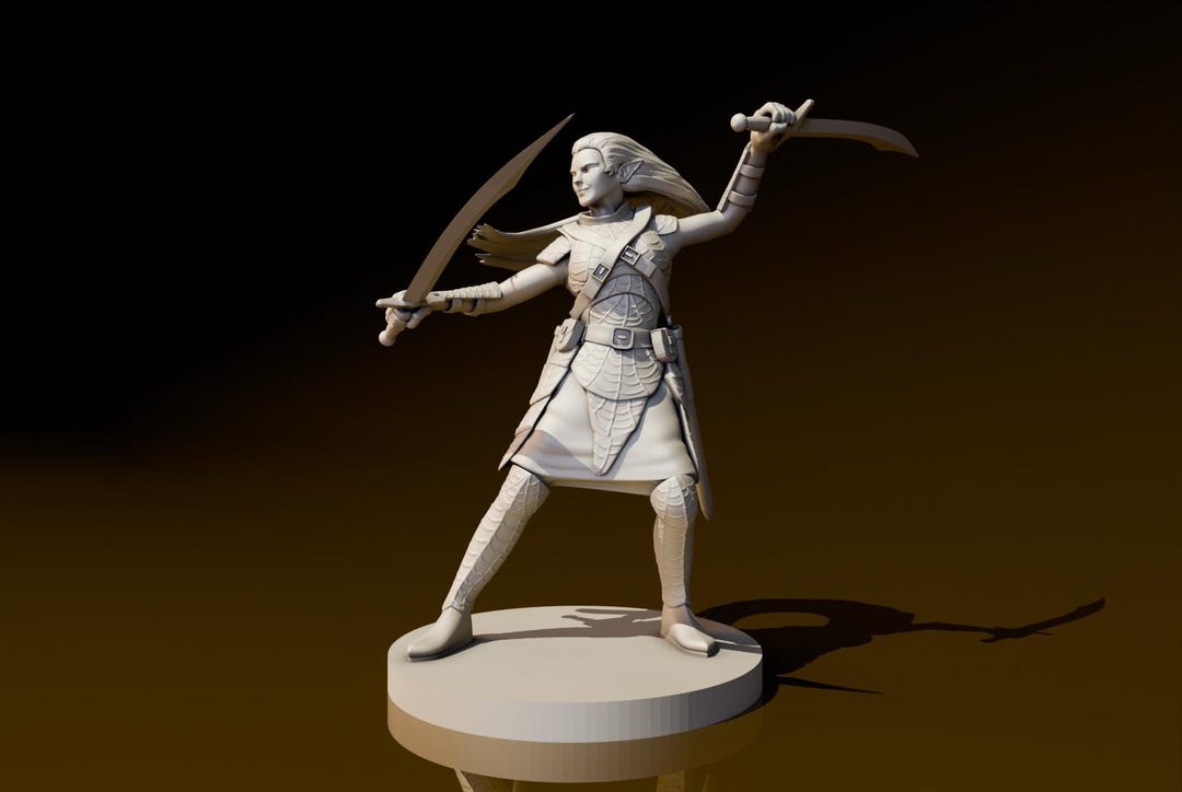Drow Female Bladeslinger W/ Scimitars | DND Miniatures | DND Model ...