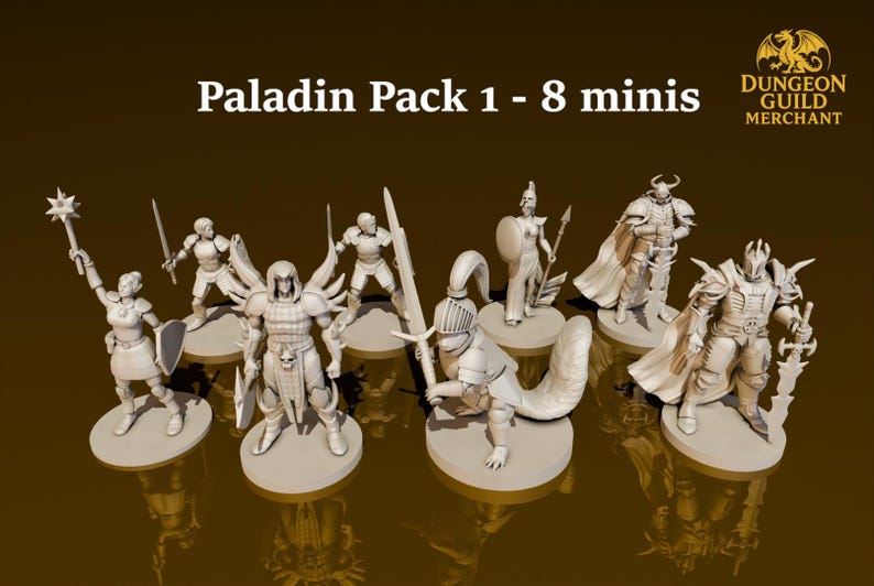 Paladin Pack #1 W/ 8 Minis | DND Miniatures | DND Model ...