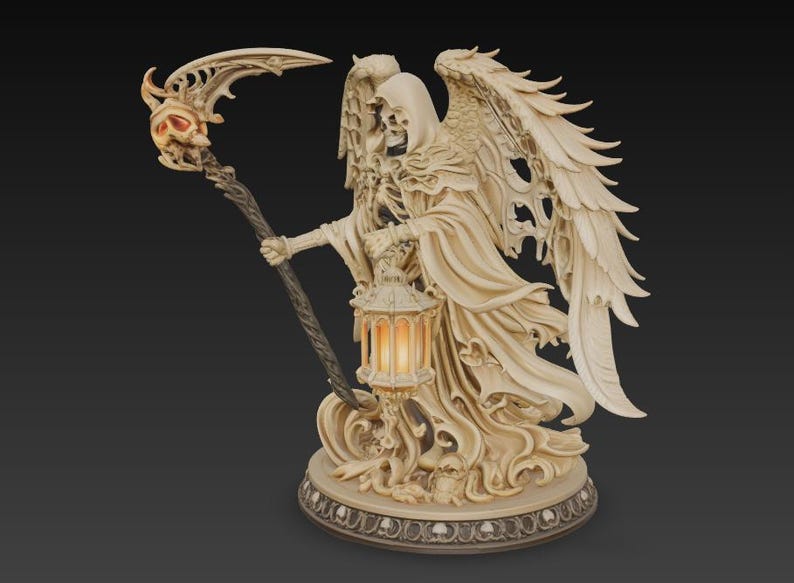 Baroque Grim Reaper Angel Statue STL - Ornate Gothic Death Angel Figure ...