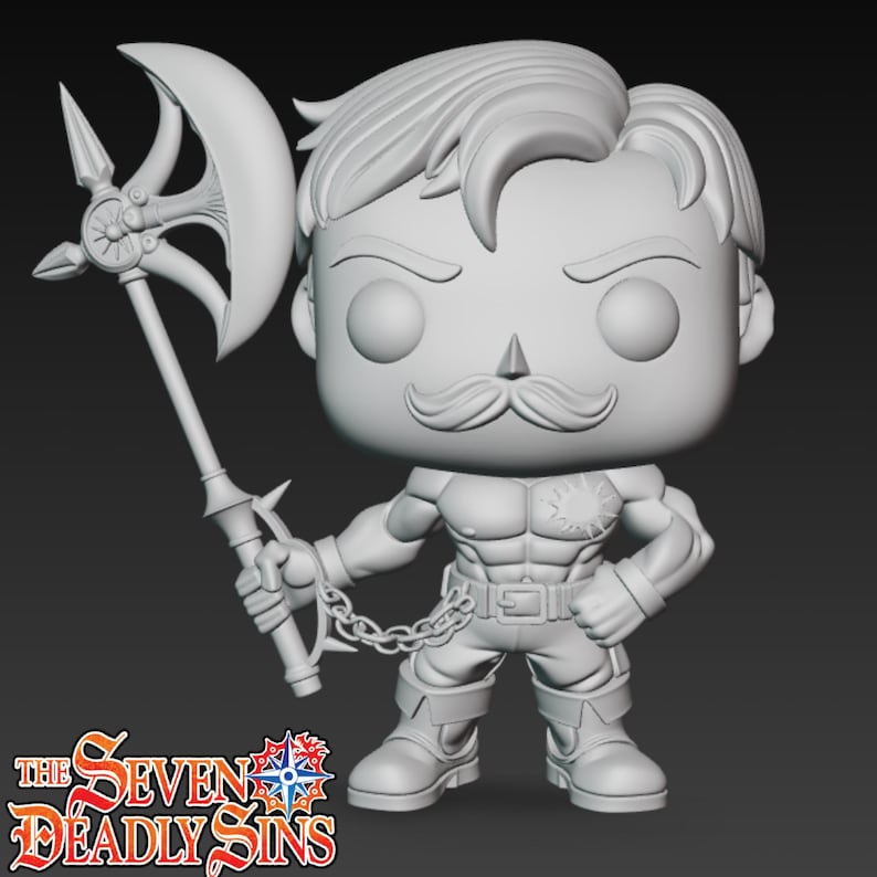 Escanor Funko Pop STL File – Seven Deadly Sins Chibi Desk Statue 3D ...