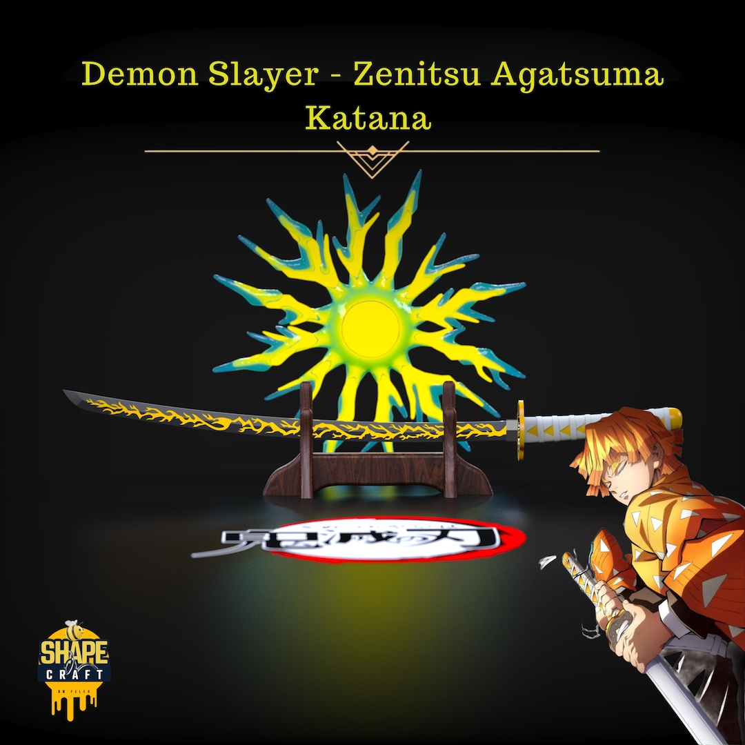 Buy Demon Anime Slayer Zenitsu Katana STL – 3D Printable Real Size ...