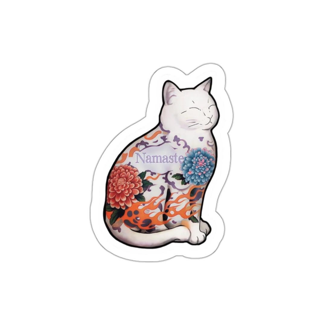 Namaste Cat Sticker: Whimsical Die-cut Vinyl Decal - Etsy
