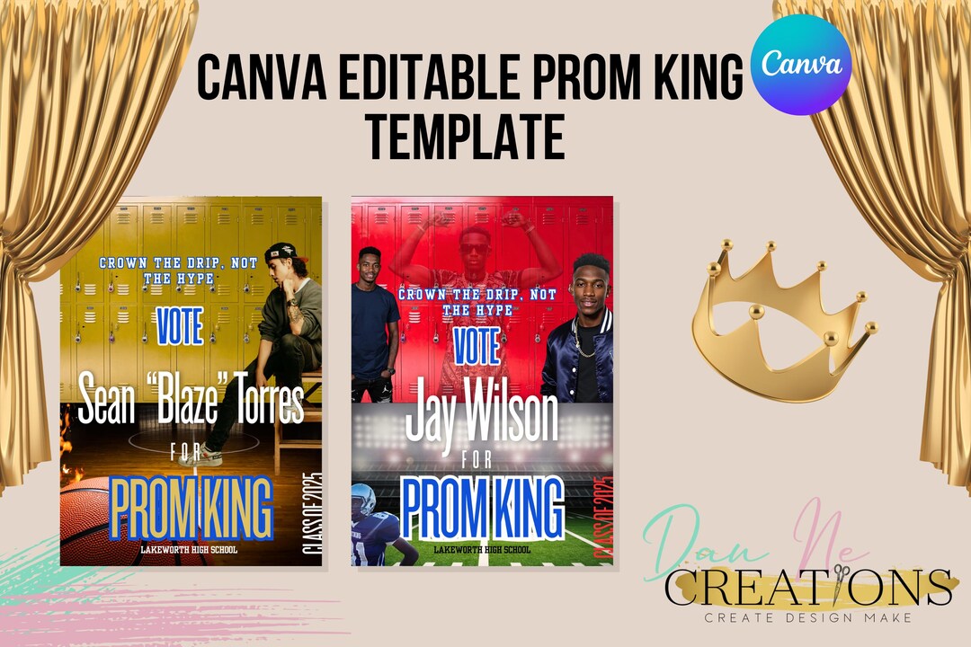 Prom King Editable Canva Template - Etsy