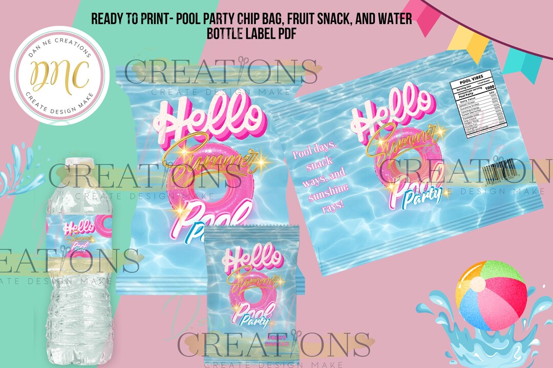 Hello Summer Pool Party - Printable Party Favor Bundle - Etsy