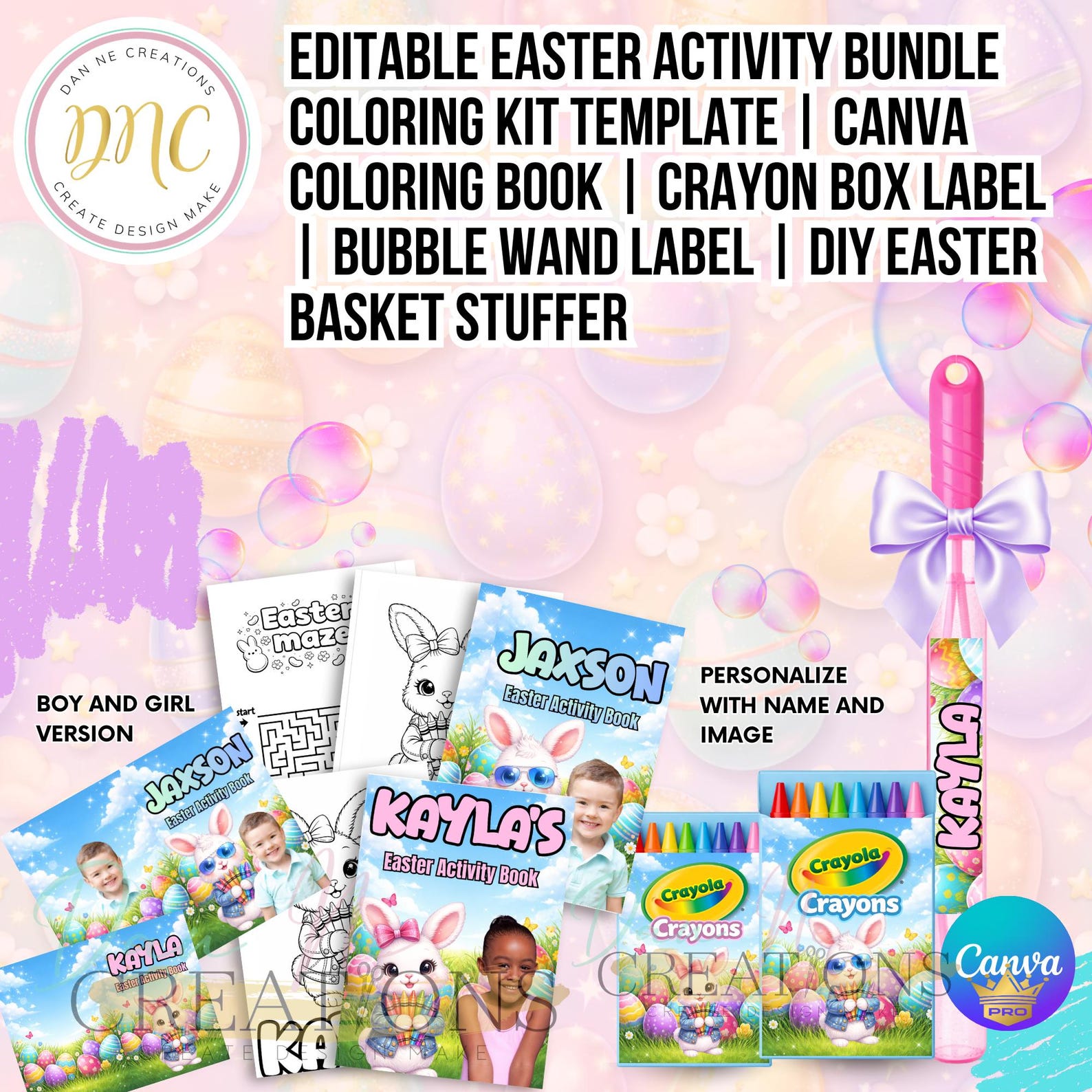 Editable Easter Activity Bundle Template | Canva Coloring Book | Crayon ...