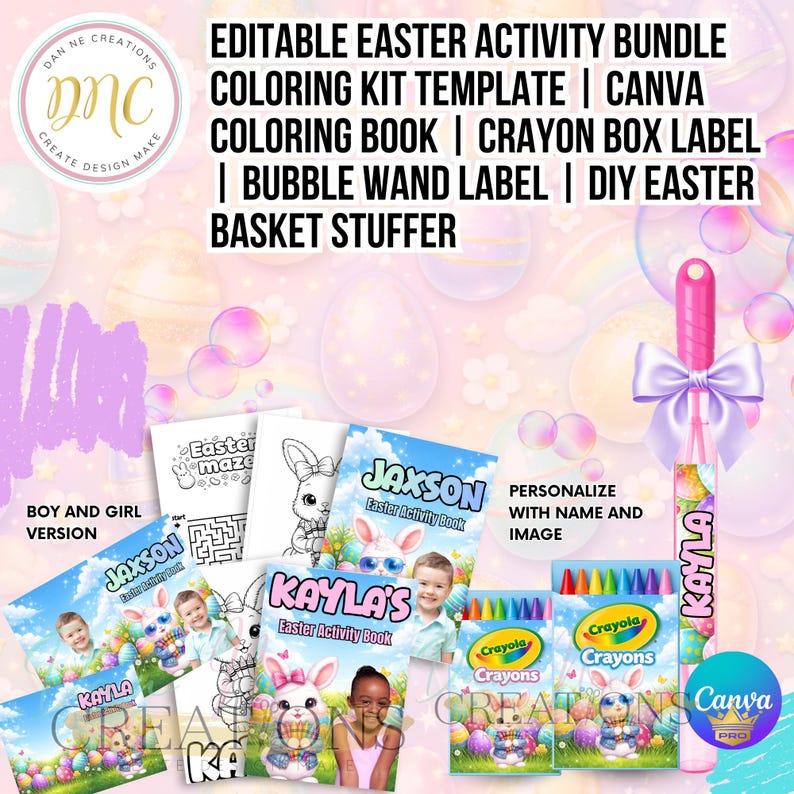 Editable Easter Activity Bundle Template | Canva Coloring Book | Crayon ...