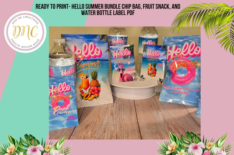 Hello Summer Luau Vibes – Printable Party Favor Bundle - Etsy