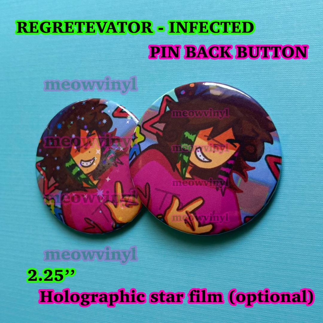 INFECTED REGRETEVATOR Roblox Kasper Pin Back Button Holographic 2.25 ...