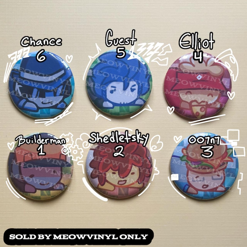 FORSAKEN Roblox Pin-back Buttons - Guest 1337 Elliot Chance 007n7 ...