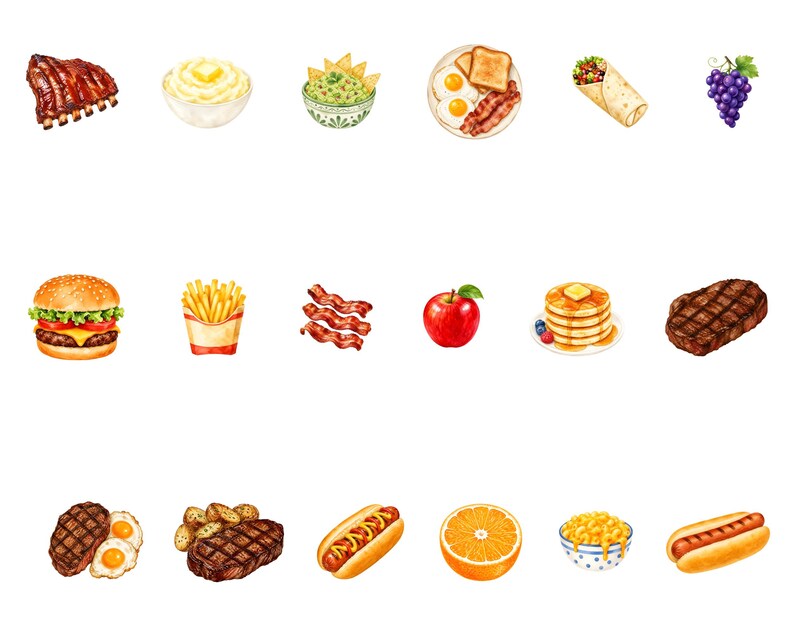 Watercolor Food Clipart Bundle: Fast Food, Desserts, Brunch, Dinner ...