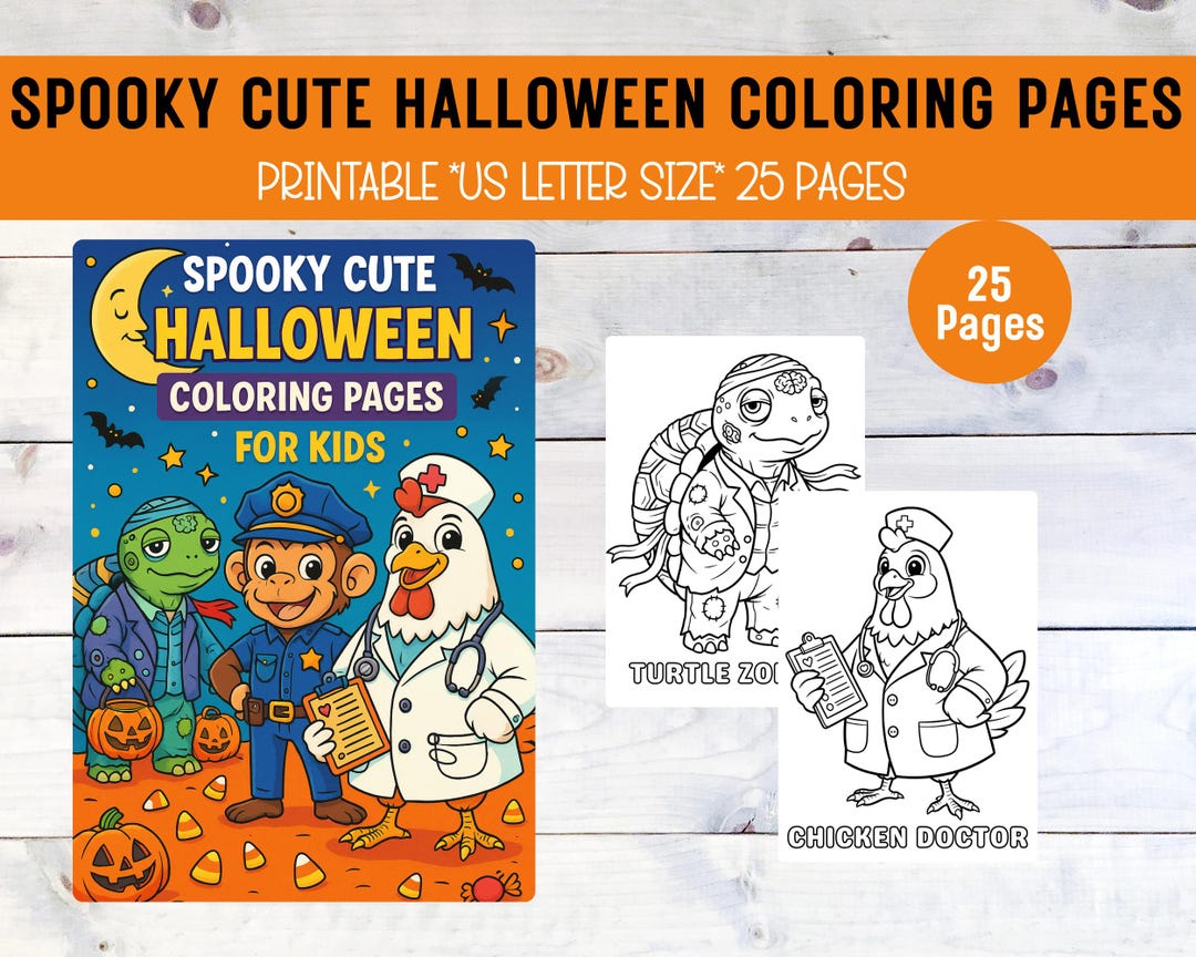 Spooky Cute Halloween Coloring Pages for Kids, Coloring Books, Coloring ...