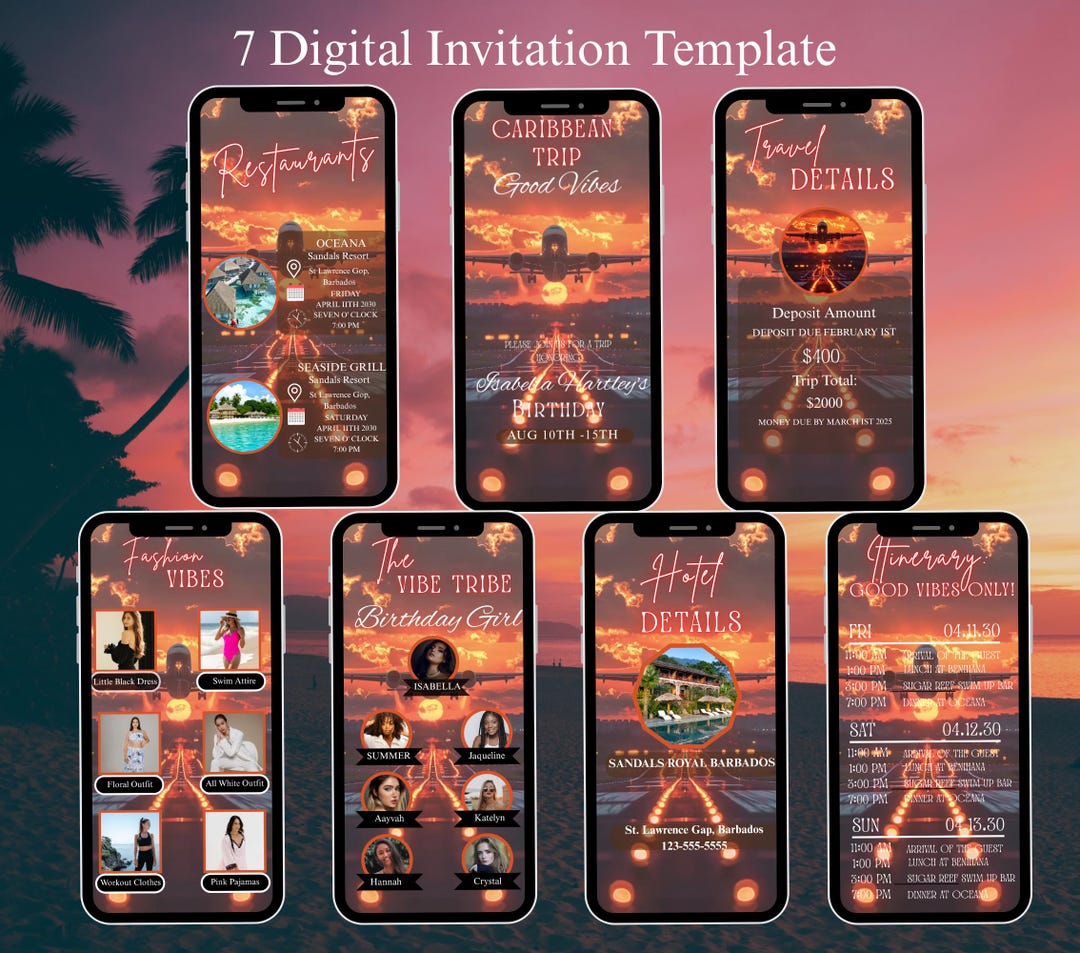 Animated Caribbean Birthday Invitation, Tropical Girls Trip Evite ...