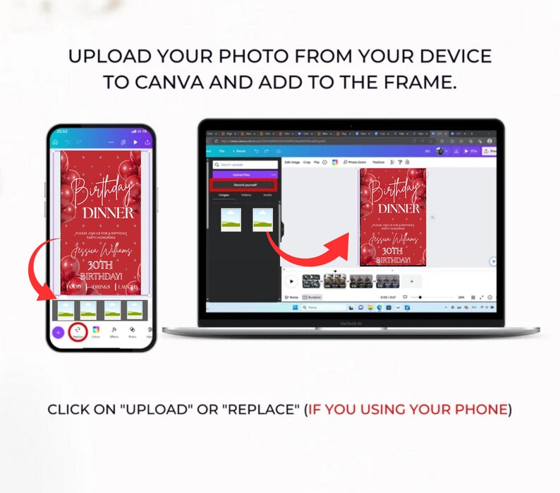 30th Birthday Animated Invitation | Red Glitter Video Evite | Elegant ...