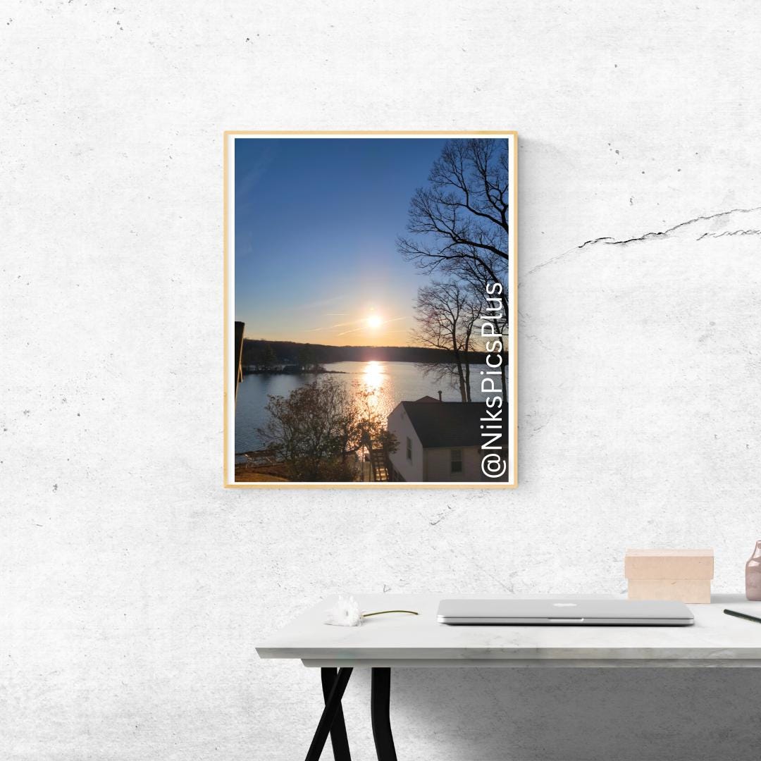 Sunset on Water & Ice at Bashan Lake - Wall Art (east Haddam, CT) - Etsy