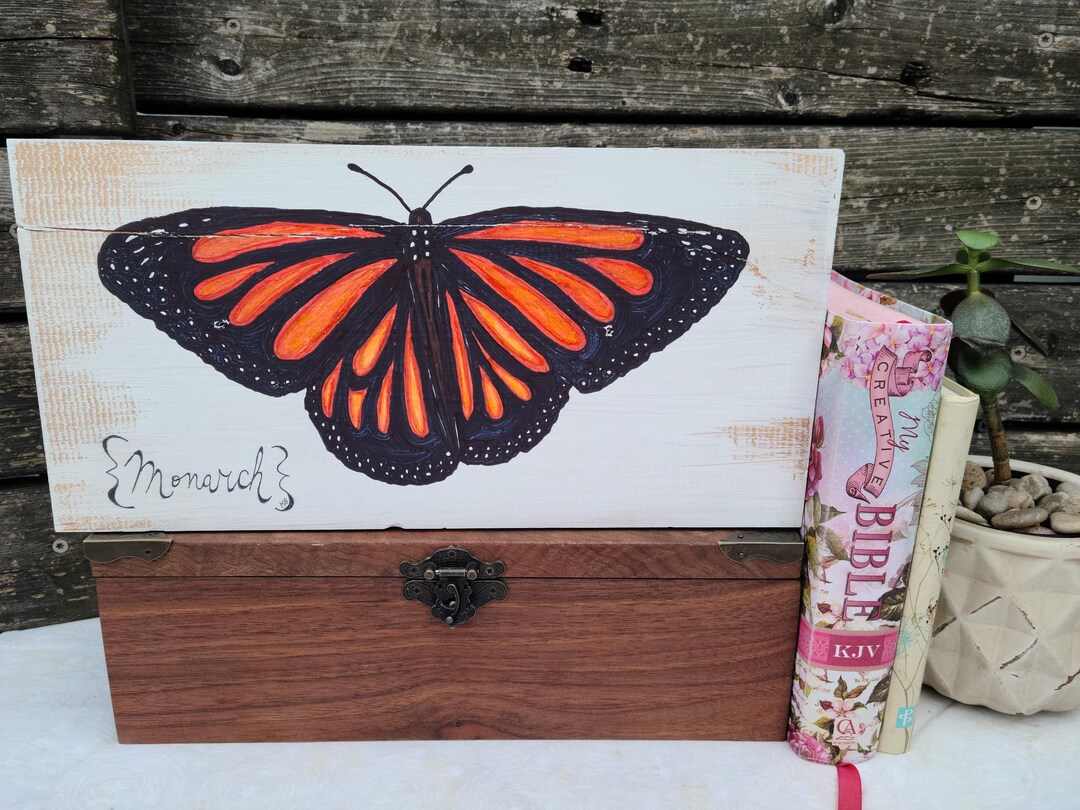 Solid Wood Monarch Butterfly Table Decor | Original Realistic Drawn ...
